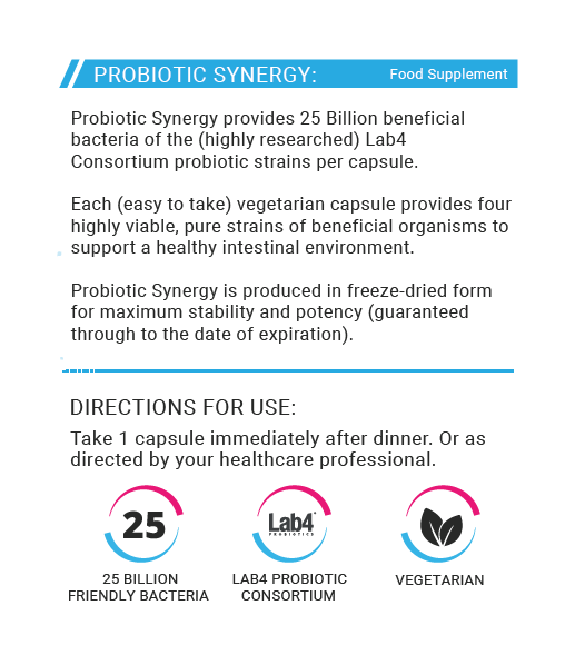 Probiotic Synergy | LAB4 Lactobacillus Probiotic in Vegetarian Capsules ...